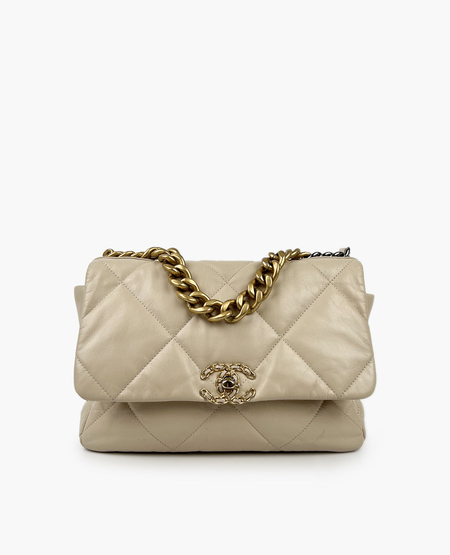 Chanel 19 Large Light Beige Lambskin – Luxury Helsinki
