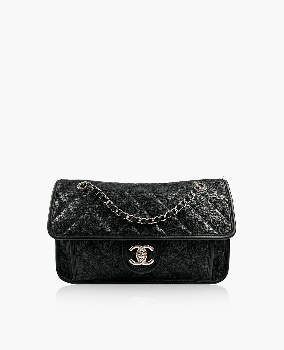 Chanel French Riviera Black Caviar Flap Bag SHW – Luxury Helsinki