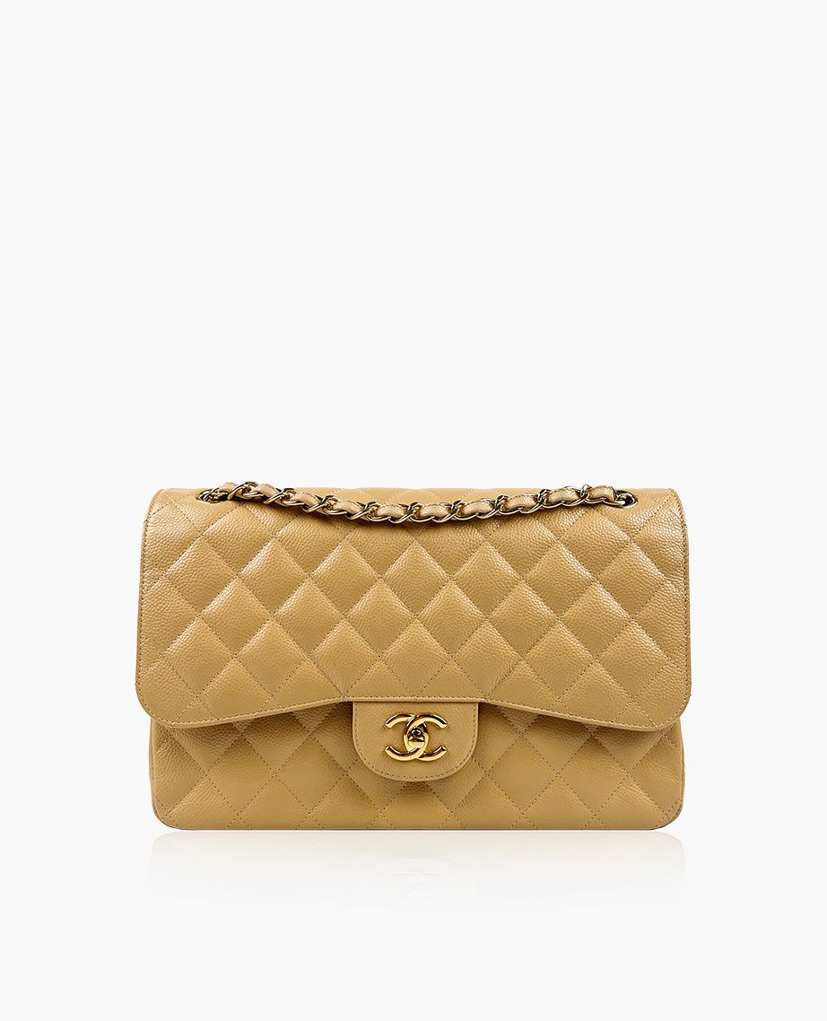 Chanel Timeless Jumbo Beige Caviar Double Flap GHW – Luxury Helsinki