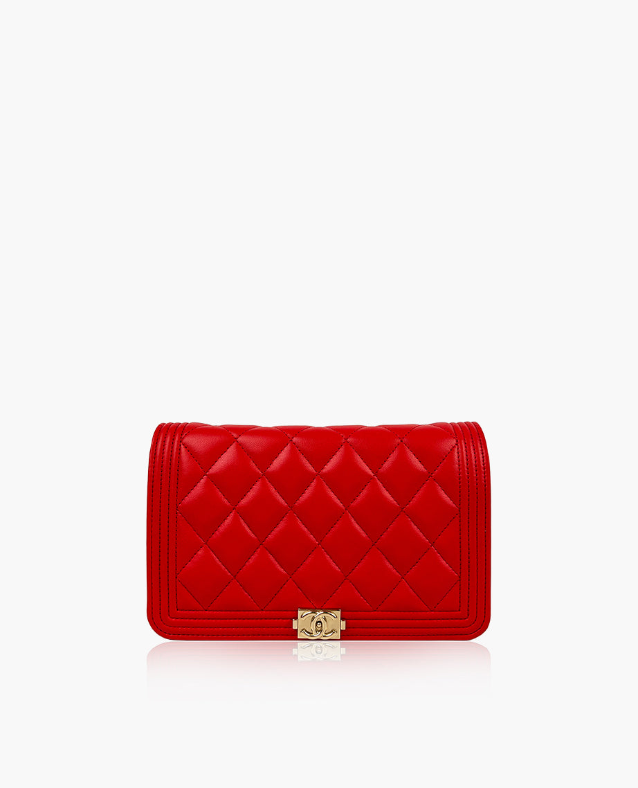 Chanel WOC Red Lambskin GHW The Boy Lock – Luxury Helsinki