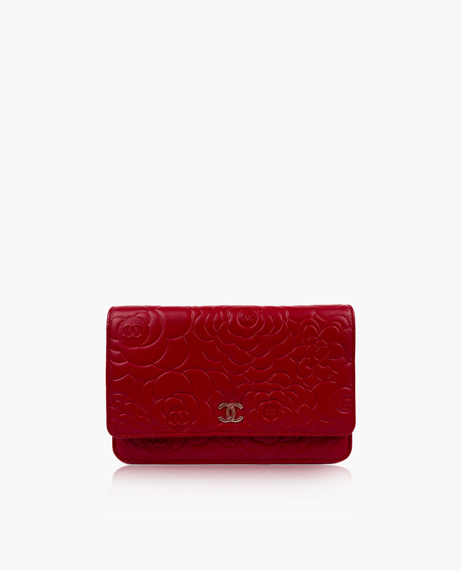 Chanel WOC Red Lambskin Camelia Flowers SWH – Luxury Helsinki