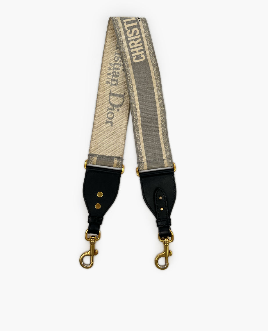 Dior Embellished Shoulder Strap Gray Oblique Embroidery – Luxury Helsinki